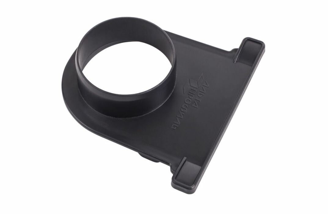 Торцевая заглушка канала 110 с отводом(черная) Альта-Профиль 142х130х42мм