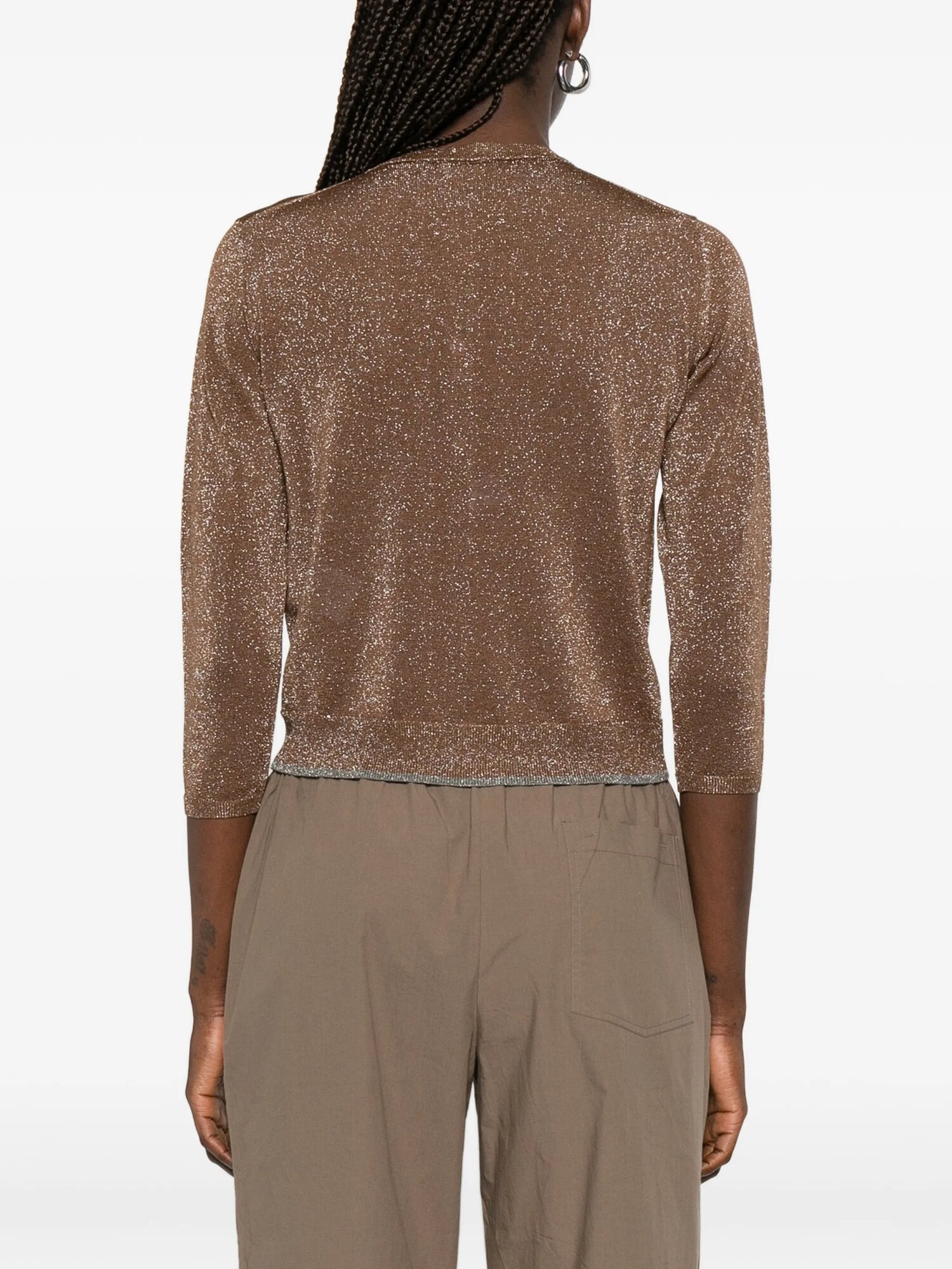 Кардиган Roberto Collina Metallic-effect cardigan, размер 46, brown — фото 1