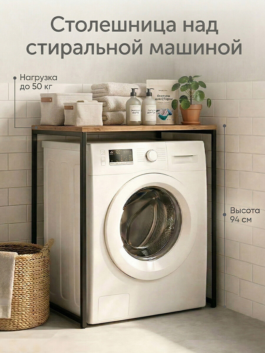 Стеллаж над стиральной машиной в ванную в стиле лофт металлический каркас