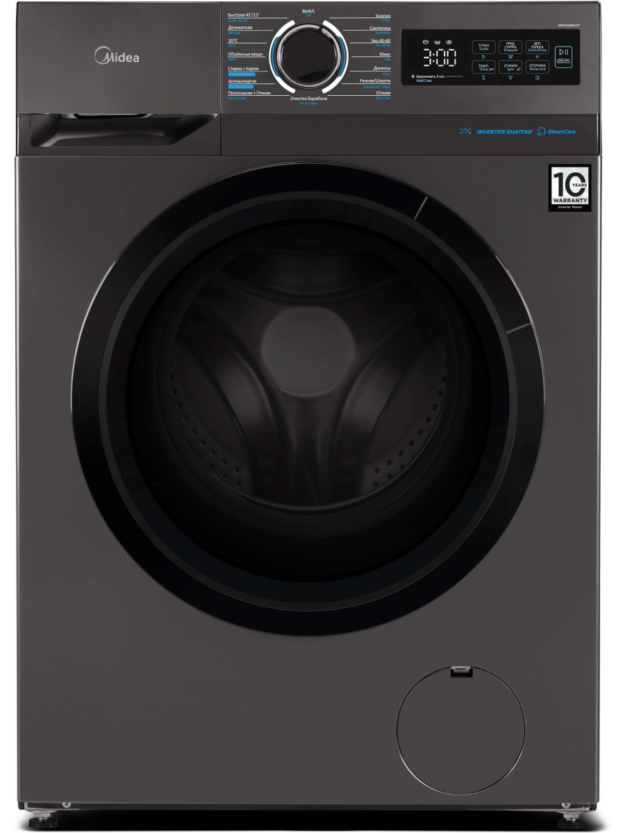 Стиральная машина Midea MF01814BS47/T кл: A фронтальная, макс. загрузка:8кг серый