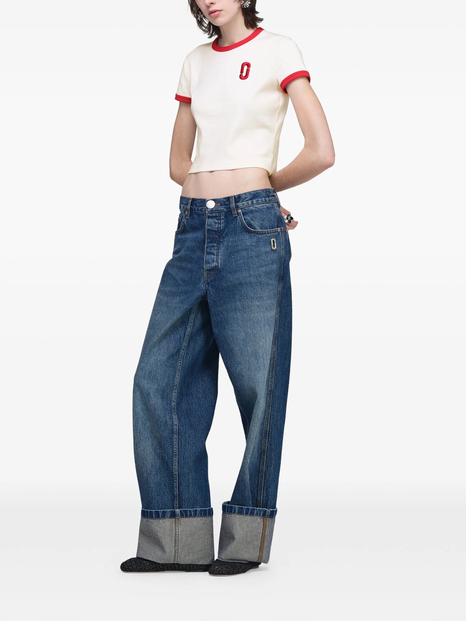 Футболка MARC JACOBS Pop J Marc, размер 42, бежевый/белый — фото 1