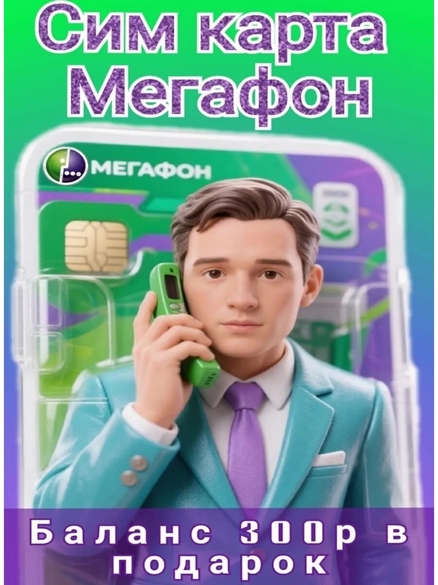 SIM-карта МегаФон С балансом 300 руб в подарок, тариф выбираете сами