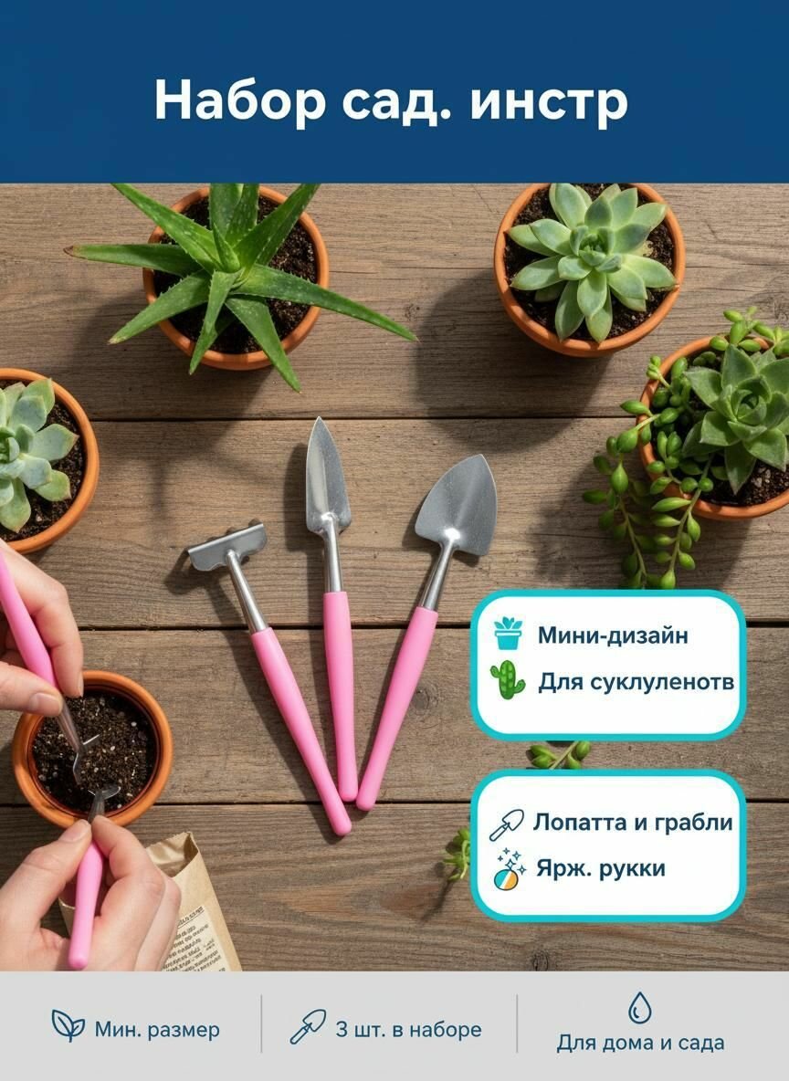 Небольшая железная лопата-грабли с пластиковой ручкой