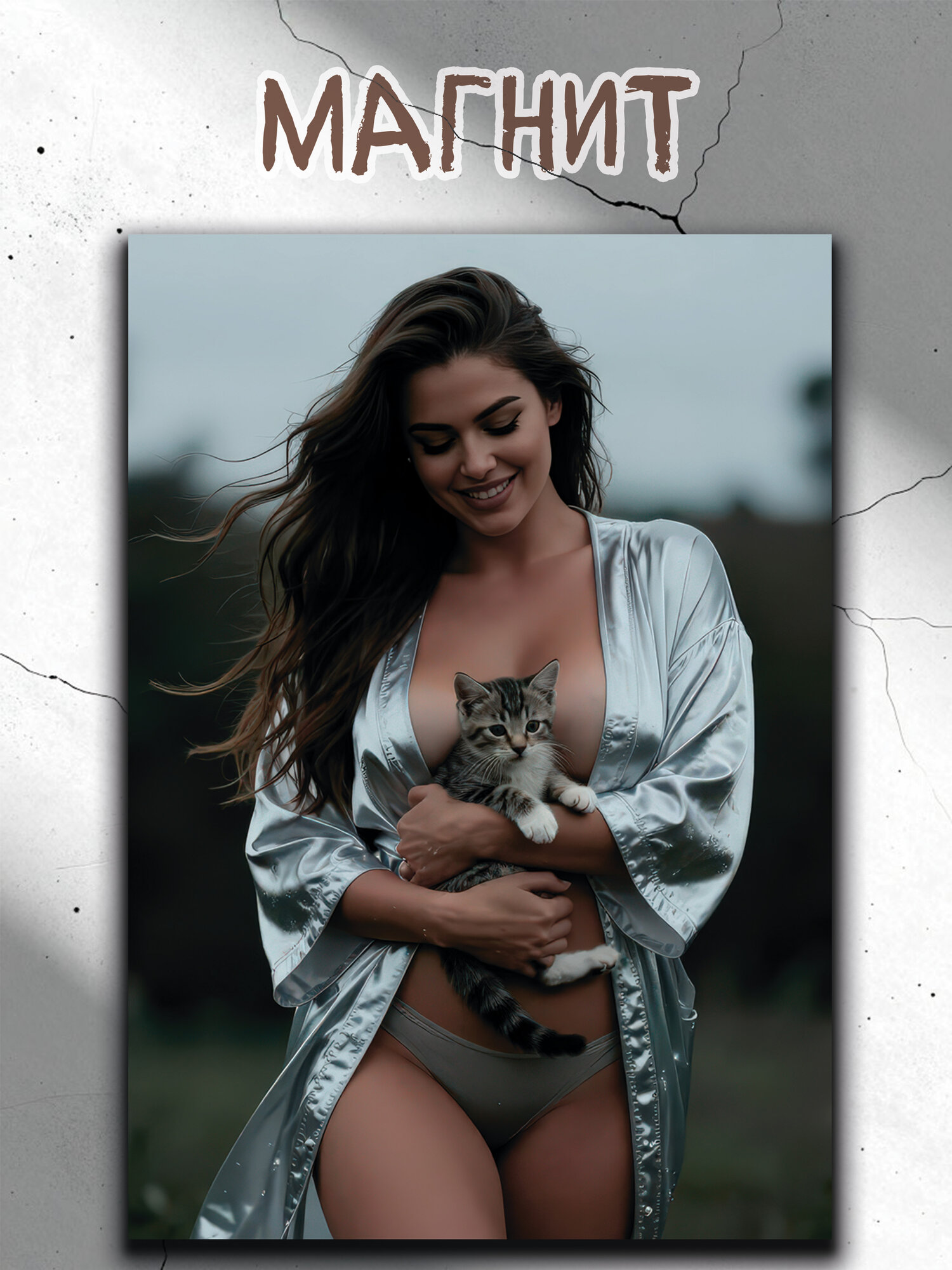 Магнит на холодильник Девушка, магнит Pin-up (Пин ап) 65 х 95 мм