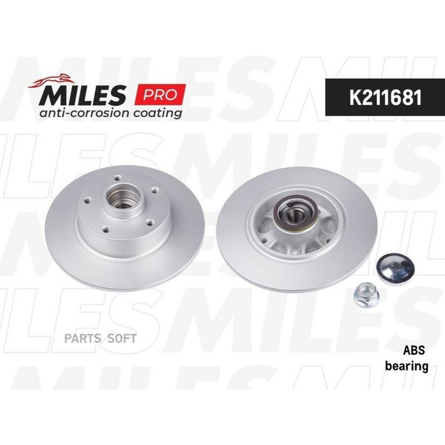 MILES K211681 Диск тормозной RENAULT MEGANE III/FLUENCE задний СБ c подш. ()