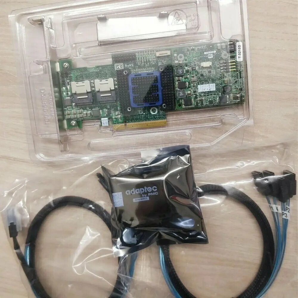 Адаптек рейд контроллер ASR-6805T 8 портов PCIE2 x8 512MB + BBU батареи + 2 * 8087