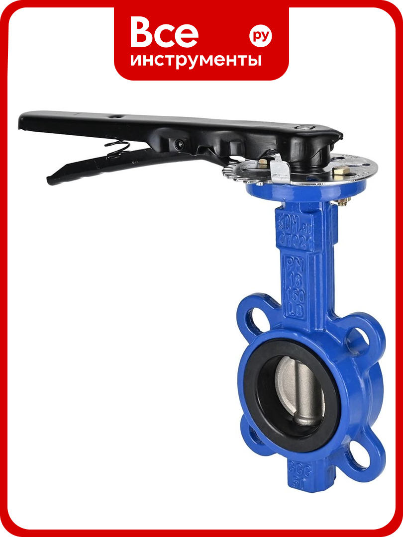 Дисковый поворотный затвор DN.ru GGG50-316l-EPDM Ду50 Ру16 с рукояткой D050-07101
