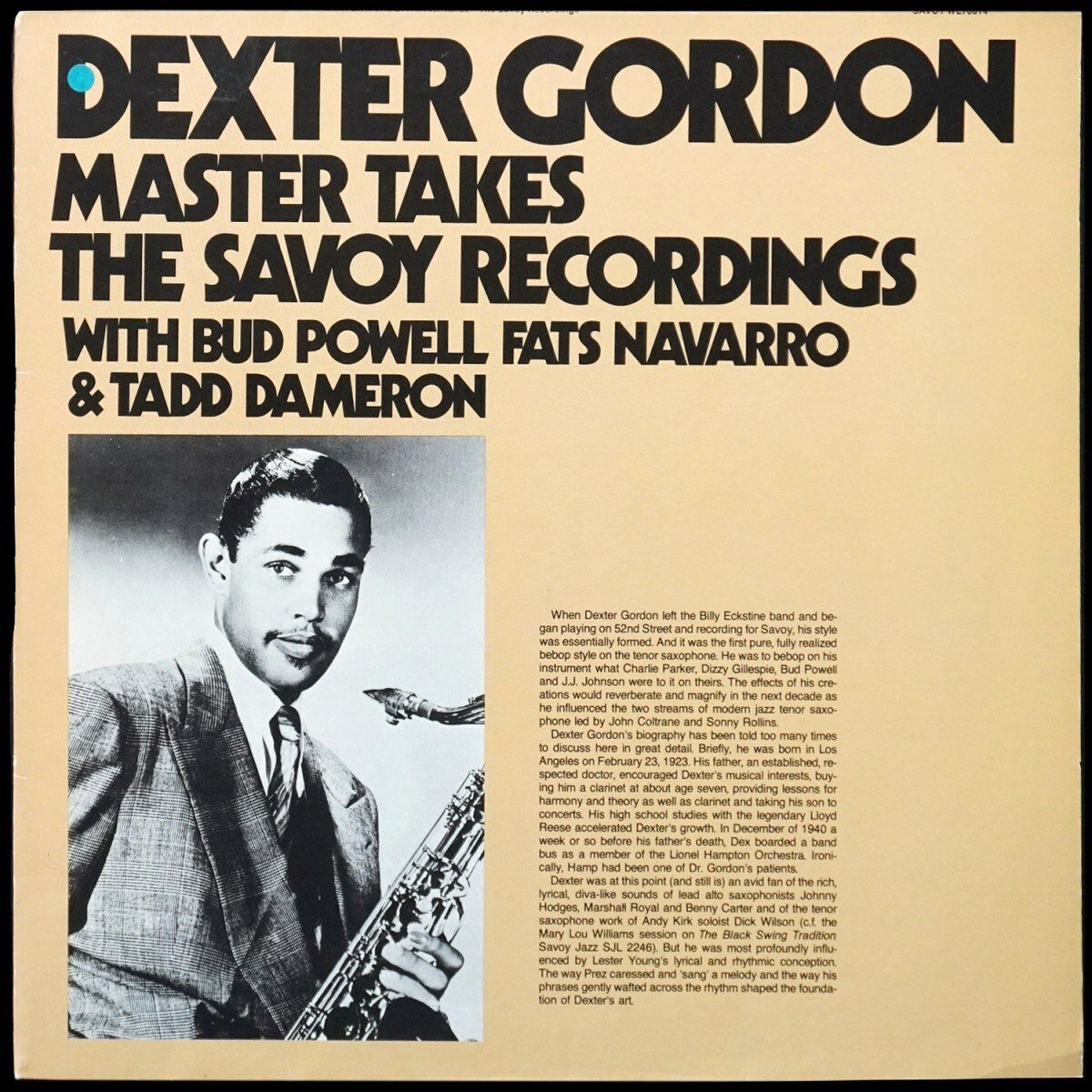 Виниловая пластинка Savoy Jazz Dexter Gordon – Master Takes / The Savoy Recordings