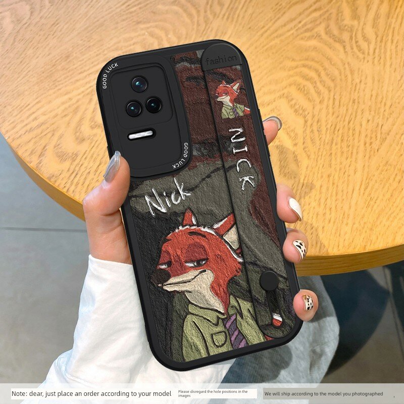 Силиконовый чехол для Redmi K60, черный, мягкий, с черным ремешком и дизайном Ник