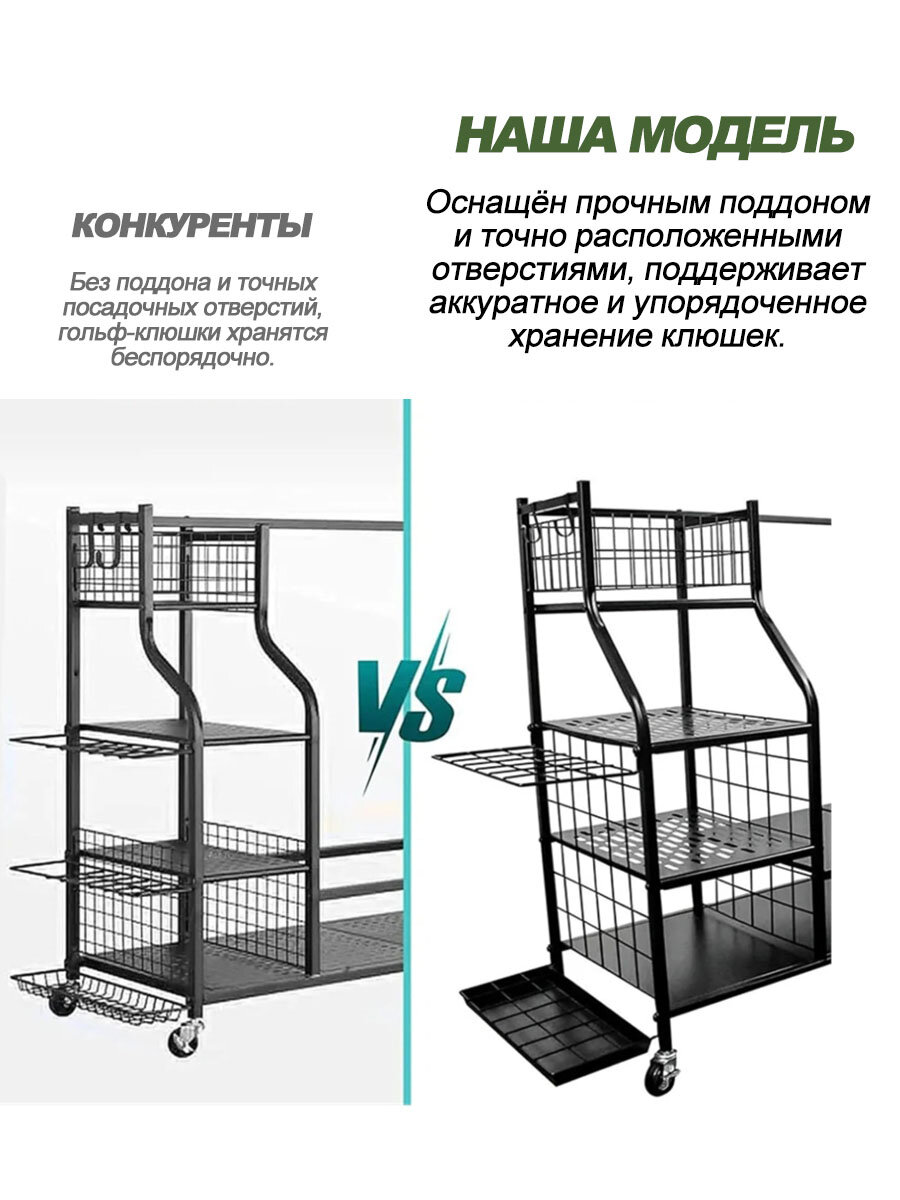 Стеллаж для хранения сумок для гольфа, подходящий для игроков в гольф, семейный подвал — фото 1