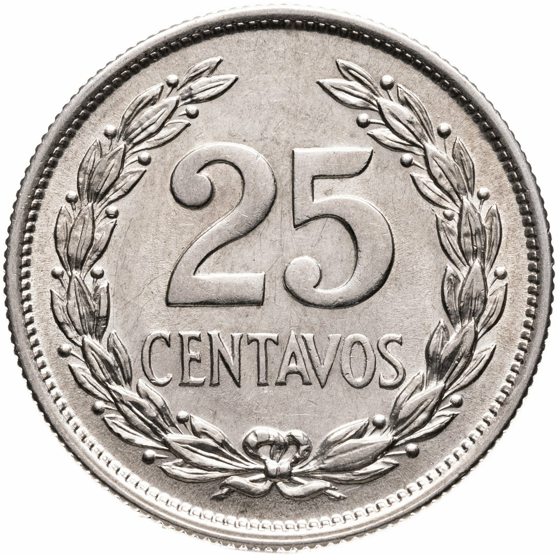 Сальвадор 25 сентаво centavos 1944, Серебро 900, в сохранности AU