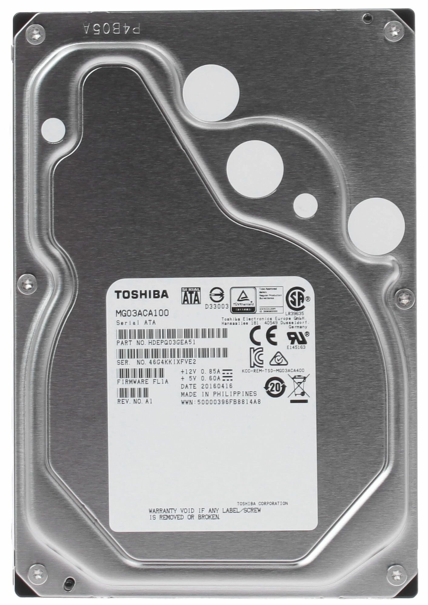 3.5" 1 ТБ Жесткий диск Toshiba MG (MG03ACA100) - SATA-III, 6 ГБ/с, 7200 оборотов/мин