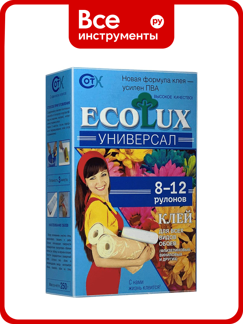 Клей для обоев ECOLUX Универсал 250 г 4607133680275
