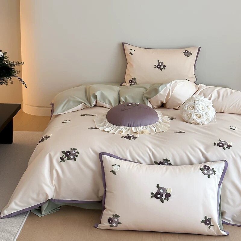 Комплект постельного белья ESIX Yile Home Textiles из 100% хлопка: набор из четырех предметов, чисто хлопковое