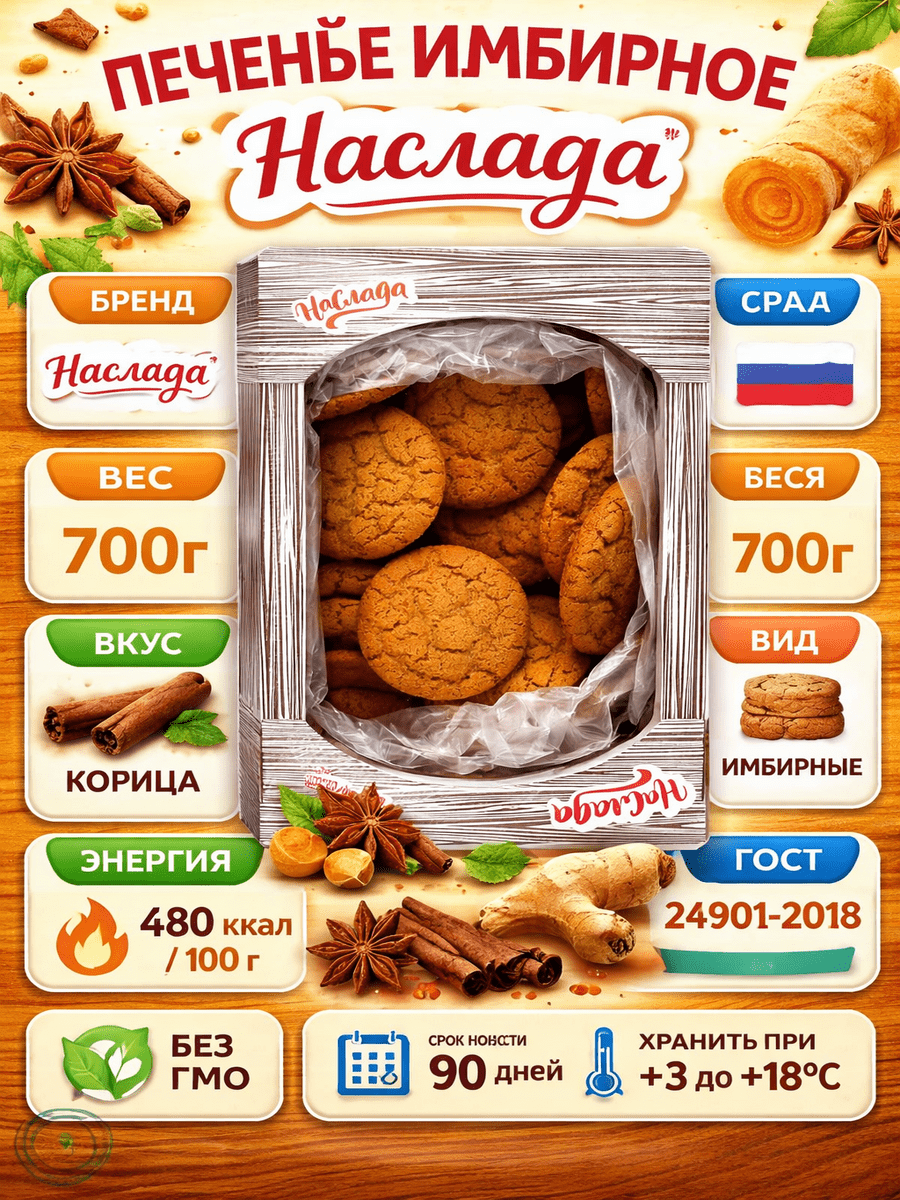 Печенье имбирное Наслада, 700г