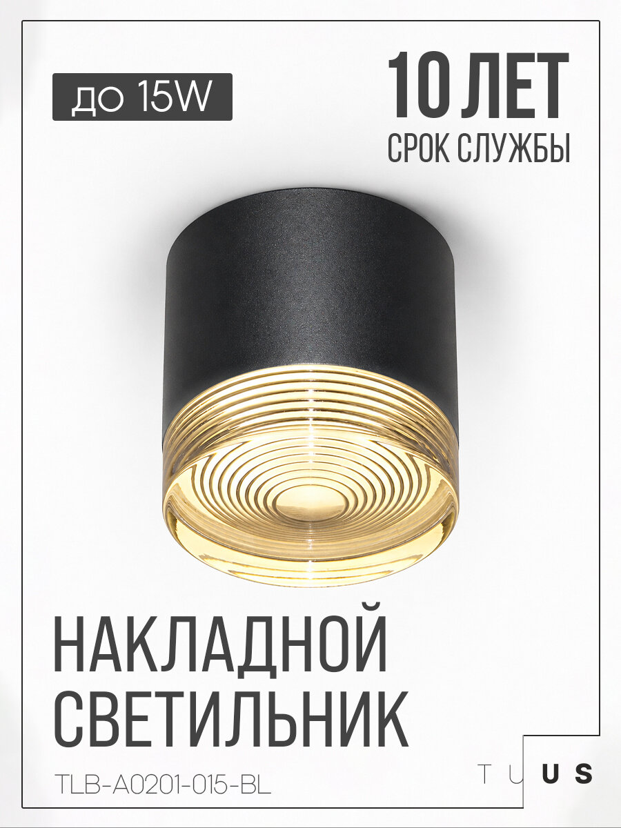 TUUS Точечный светильник AURA накладной A02 01 GX53 чёрный