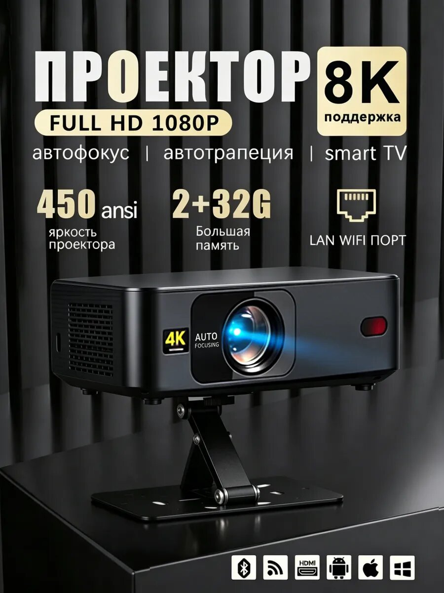 Проектор N5 Max, 1080, 3LCD, поддержка AirPlay, Miracast, Wi-Fi, Bluetooth