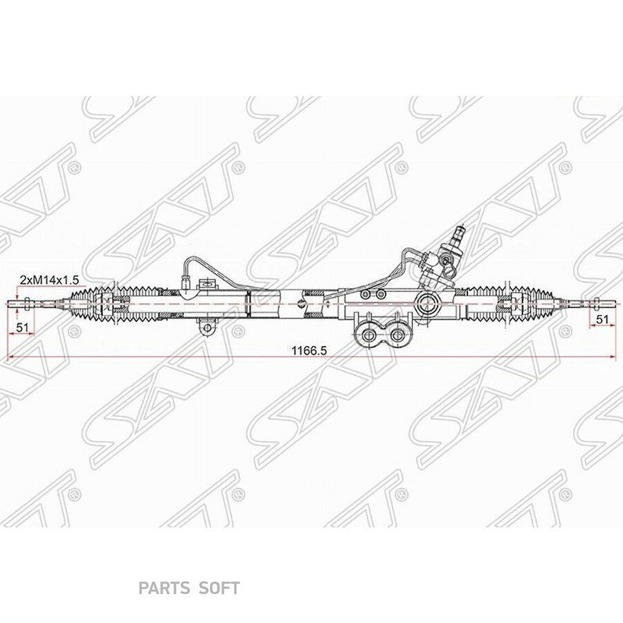 Рейка рулевая Nissan Pathfinder 04-14 / Infiniti QX56 04-10 (Левый руль) SAT ST-49200-EA015 | цена за 1 шт