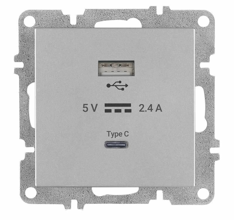 Розетка LAVIN/KAREN USB + TYPE-C механизм сер. ARVIA 50 03 2000 304