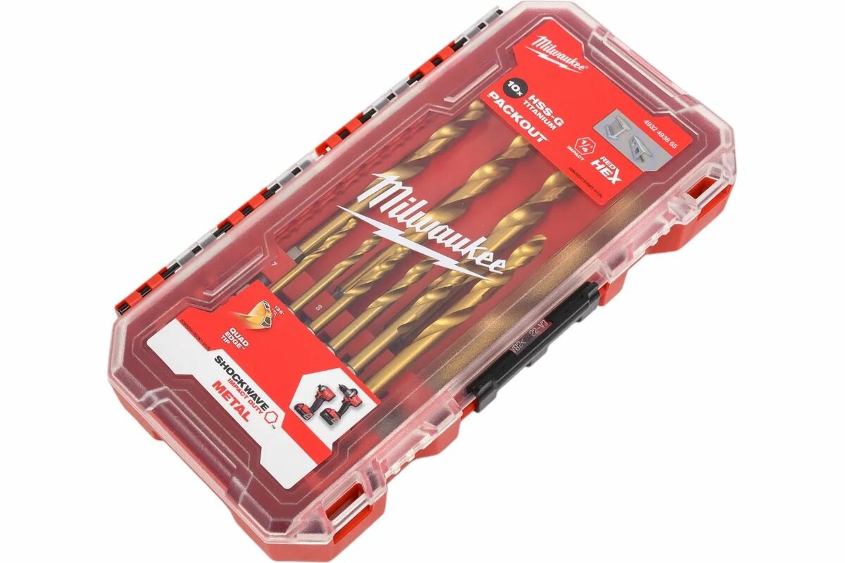 Набор сверел по металлу Milwaukee RedHEX HSS-Tin 10 ед. (3-10мм)