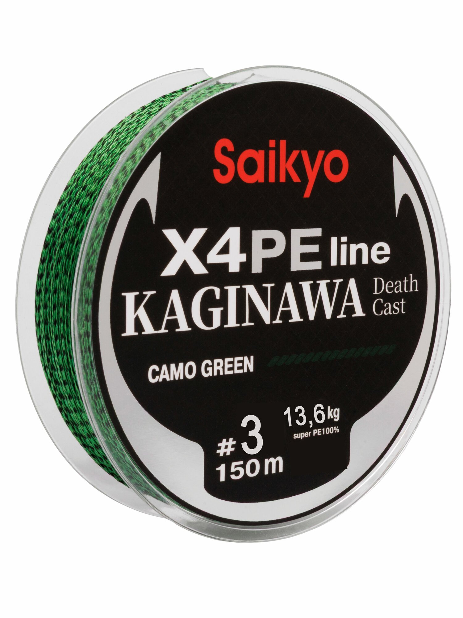 Шнур плетеный Saikyo KAGINAWA X4PE 150m, зеленый camo #3 (0,285mm), 13,6 кг