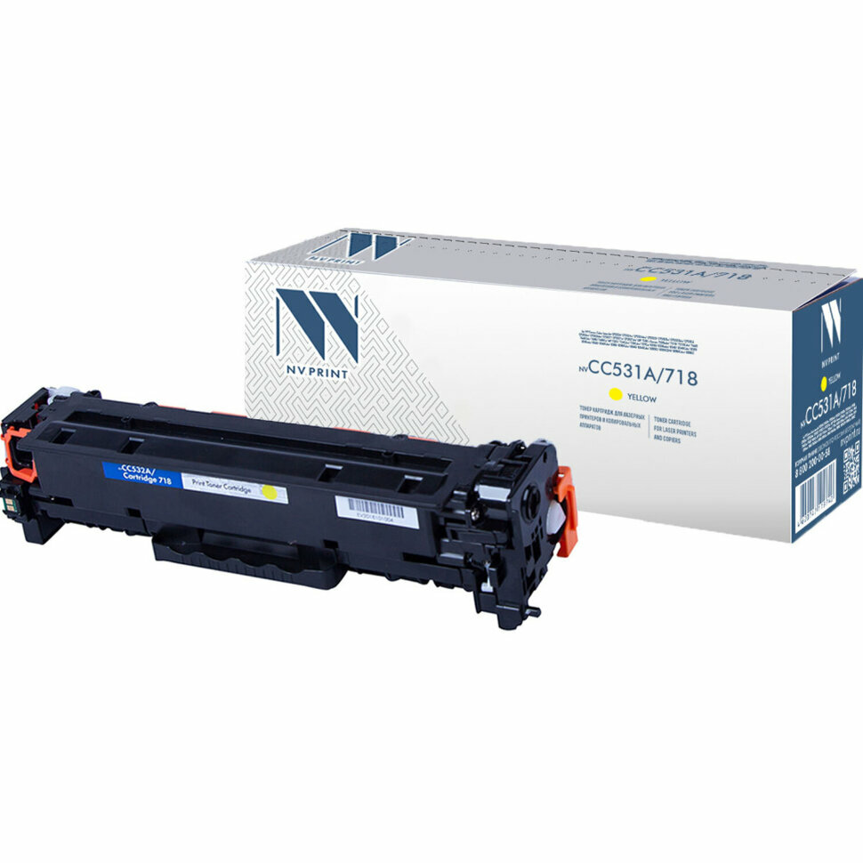 Картридж лазерный NV PRINT (NV-718Y) для CANON LBP7200Cdn/MF8330Cdn/8350Cdn, желтый, ресурс 2900 стр, NV-CC532A/718Y, 362349