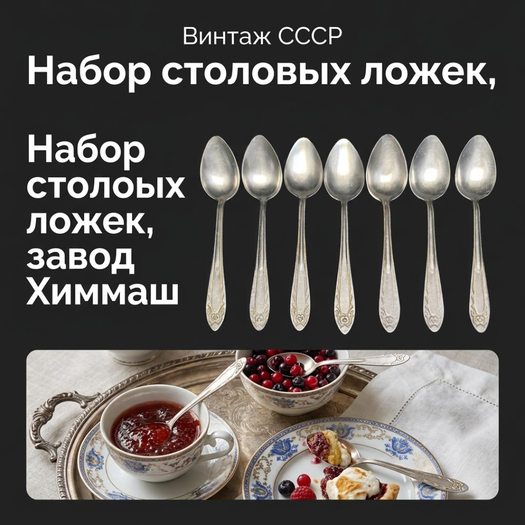 Набор столовых ложек СССР 6 шт, нержавейка, Завод Химмаш, г. Орел. Советская винтажная ложка