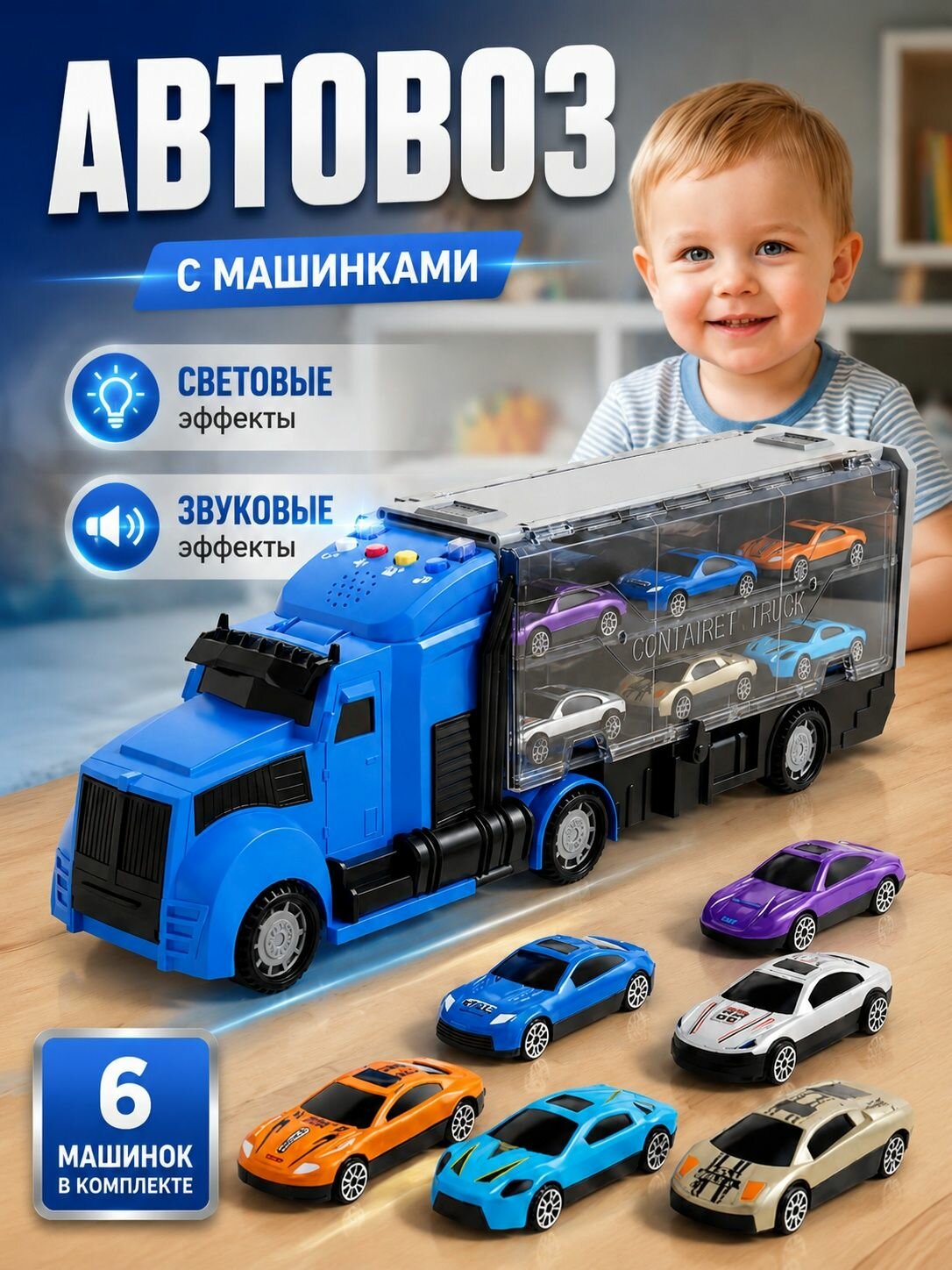 Набор машинок для мальчиков с автовозом грузовиком, машинки в песочницу для малышей