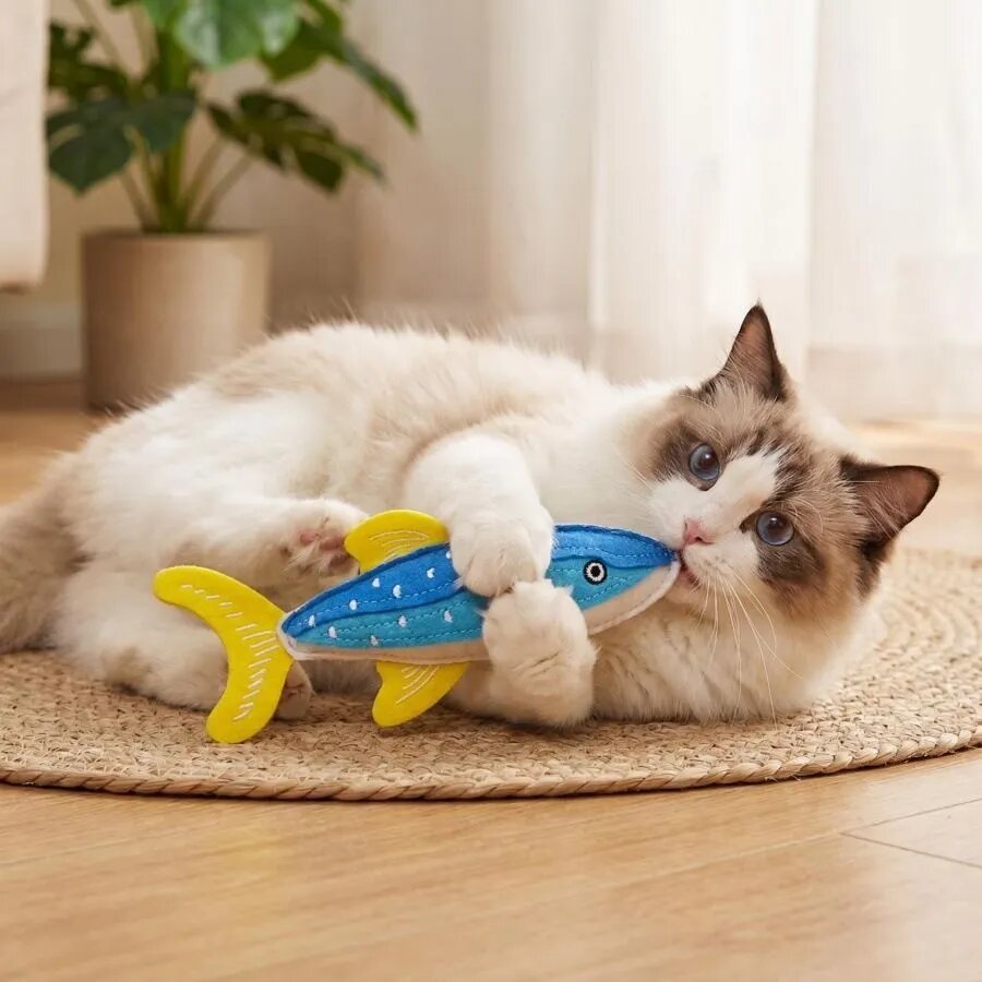 Игрушка для кошек кошачья мята рыба, прочная, для жевания и игр