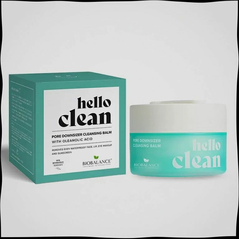BIOBALANCE HELLO CLEAN PORE DOWNSIZER CLEANSING BALM WITH OLEANOLIC ACID, Бальзам для умывания лица сужающий поры 100 мл
