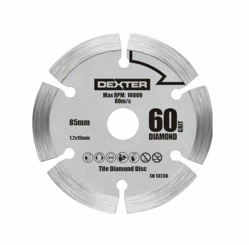 Диск алмазный по бетону и граниту Dexter HL-175 сегментный 85x15x1.2 мм