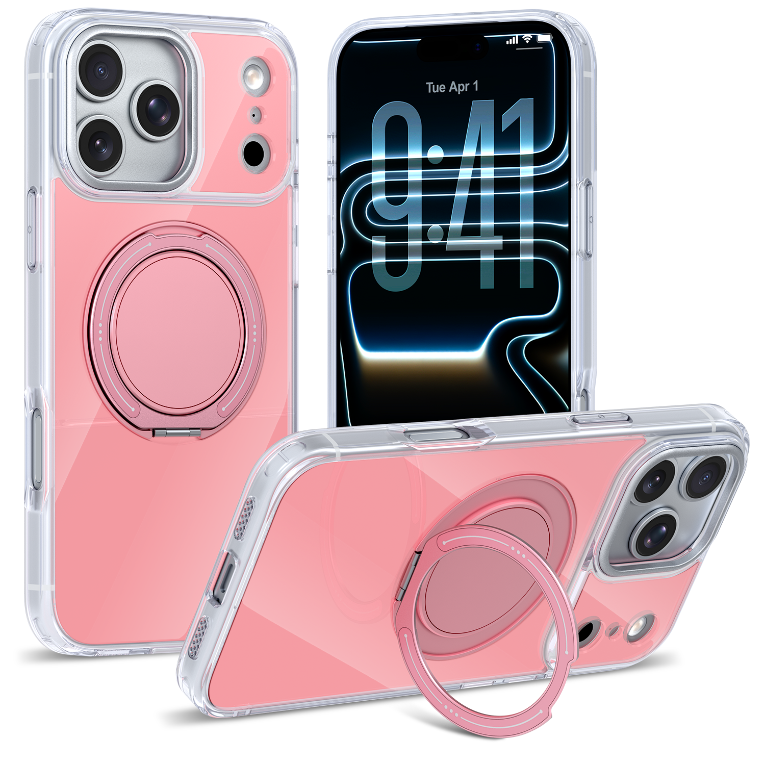 Чехол для Apple iPhone 17 Pro Max / Айфон 17 Про Макс, soft touch, чехол-кардиомонитор, защита камеры, ударопрочный, встроенная подставка, усиленные углы, Apple, Apple iPhone 17 Pro Max, pink,