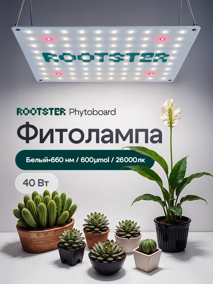 Фитолампа Phytoboard 40Вт/180180мм Quantum Board/полный спектр квантум борд фитосветильник полный спектр светодиодная лампа для растений