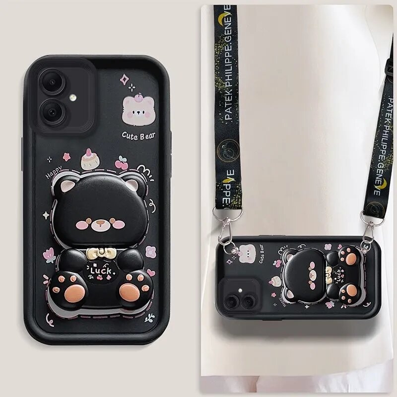 Чехол для Infinix Smart 10 Tecno Spark Go 2, мягкий силиконовый чехол, ударопрочный, новый дизайн, эстетичный кот с держателем, черно-белый JTWDXXZJ01