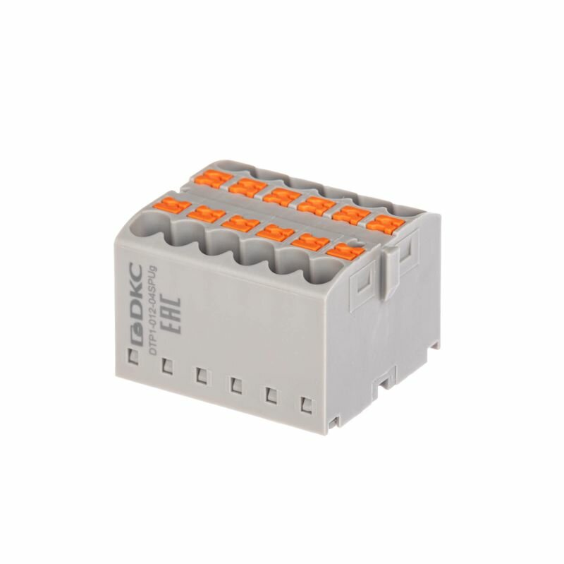Блок распределительный зажим push-in 12 точек подключения 2.5кв. мм сер. DKC DTP1-012-04SPUG