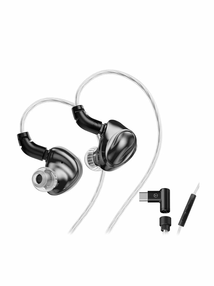 TRN Dolphin с микрофоном USB Type-C, черный, проводные наушники