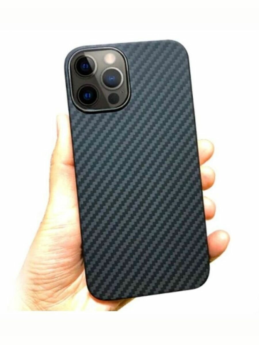 Чехол на iPhone 12/12 PRO, кевлар (арамид) сверхпрочный, черный