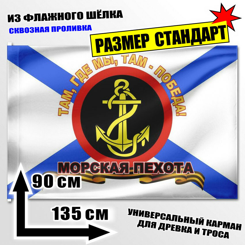 Флаг ВМФ Морская Пехота 135x90 см.