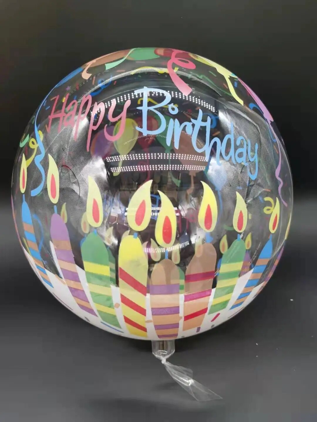 Шары прозрачные "Happy Birthday" с перьями, 20 дюймов