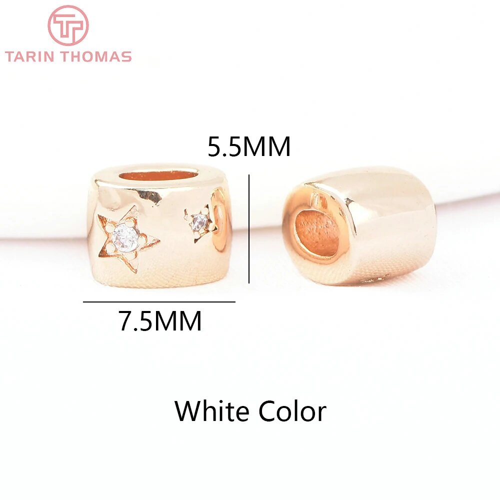 TARIN THOMAS Латунные эллиптические бусины 24к золота 6 шт Белый, 8285-White Color