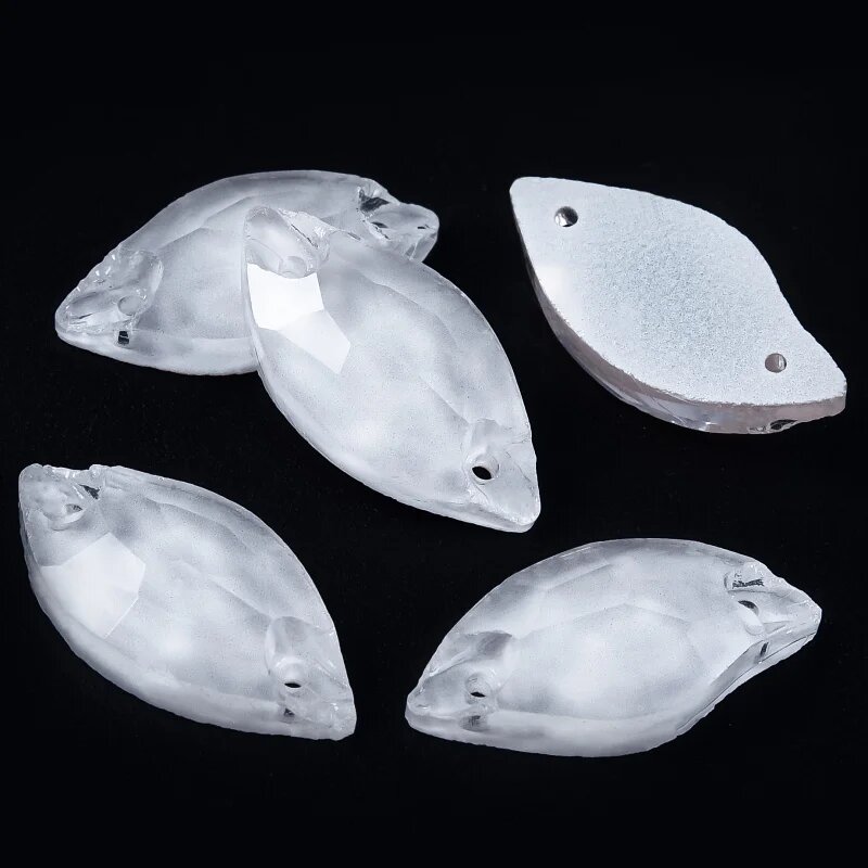 Стразы листовидные стеклянные белые N17 Crystal neon