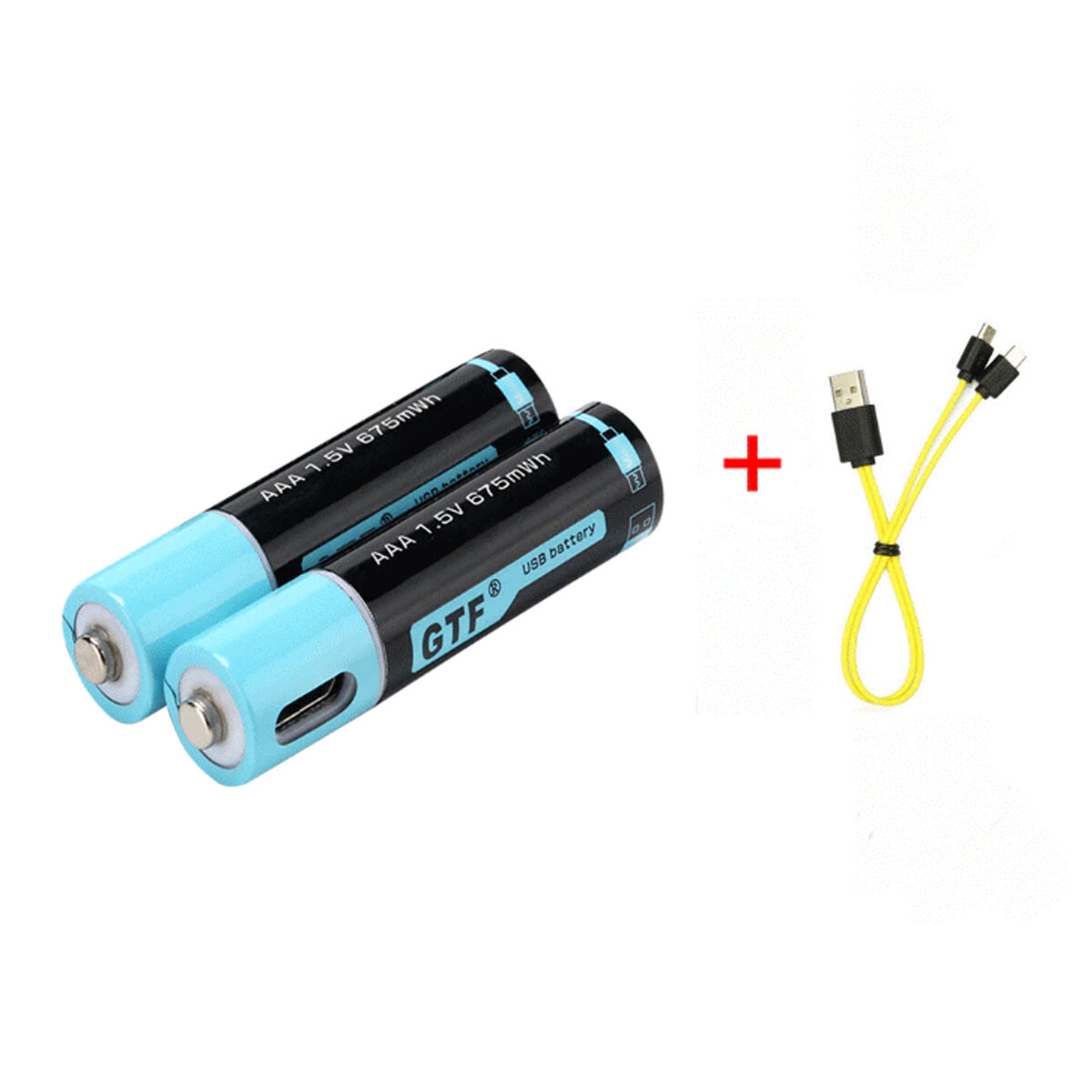 Аккумуляторы GTF AAA Li-Ion 1.5V 450мАч microUSB 2шт + кабель