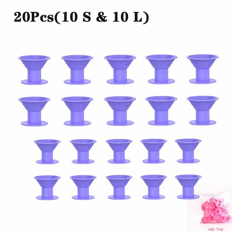 Силиконовые бигуди фиолетовые 20шт (10S & 10L)