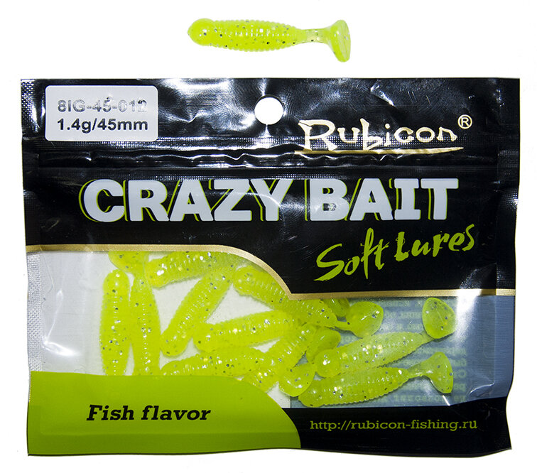 Съедобная силиконовая приманка RUBICON Crazy Bait IG 1.4g, 45mm, цвет 012