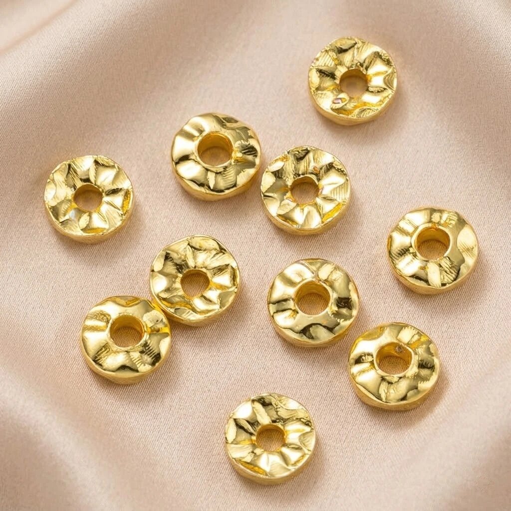 Золотистые бусины-диски 4 мм, 30 шт, 18K Golden