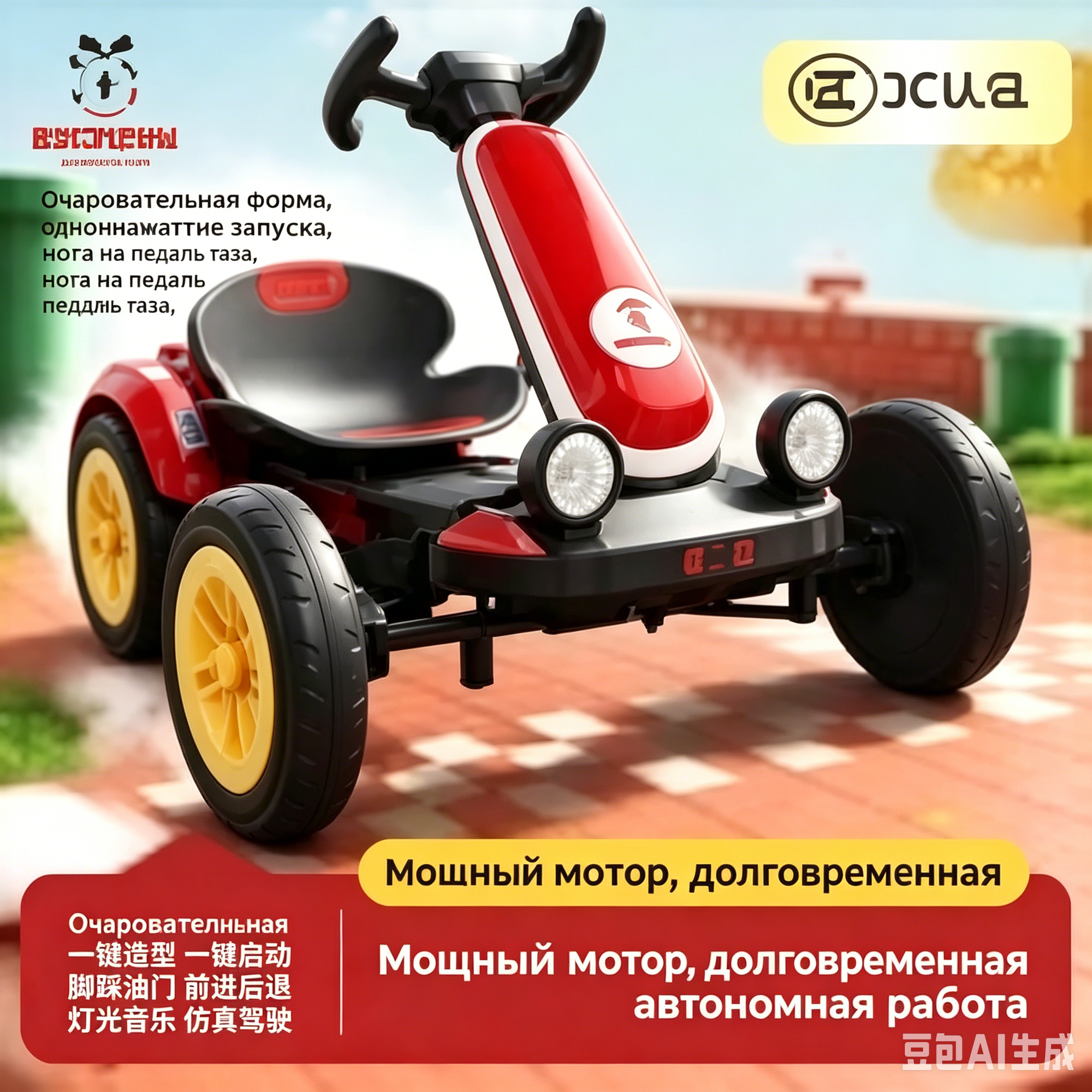 Детская четырехколесная электрическая карта с сиденьем для взрослого, управляемая дистанционно
