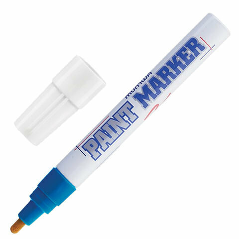 12 шт. Маркер-краска лаковый (paint marker) MUNHWA, 4 мм, синий, нитро-основа, алюминиевый корпус, PM-02