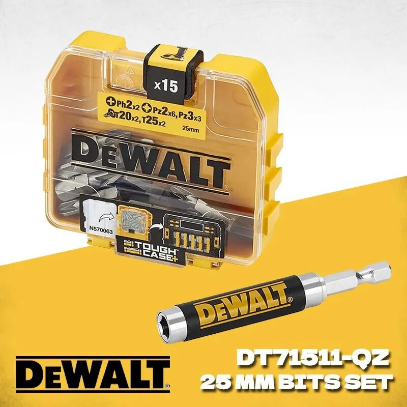 DEWALT DT71511 набор бит для шуруповерта 16 в 1 и вставок для телескопических магнитных держателей с 25 мм, Ph2 x PS2, PS3 x 6, 2 x 3, T20 x 2, T 25x2