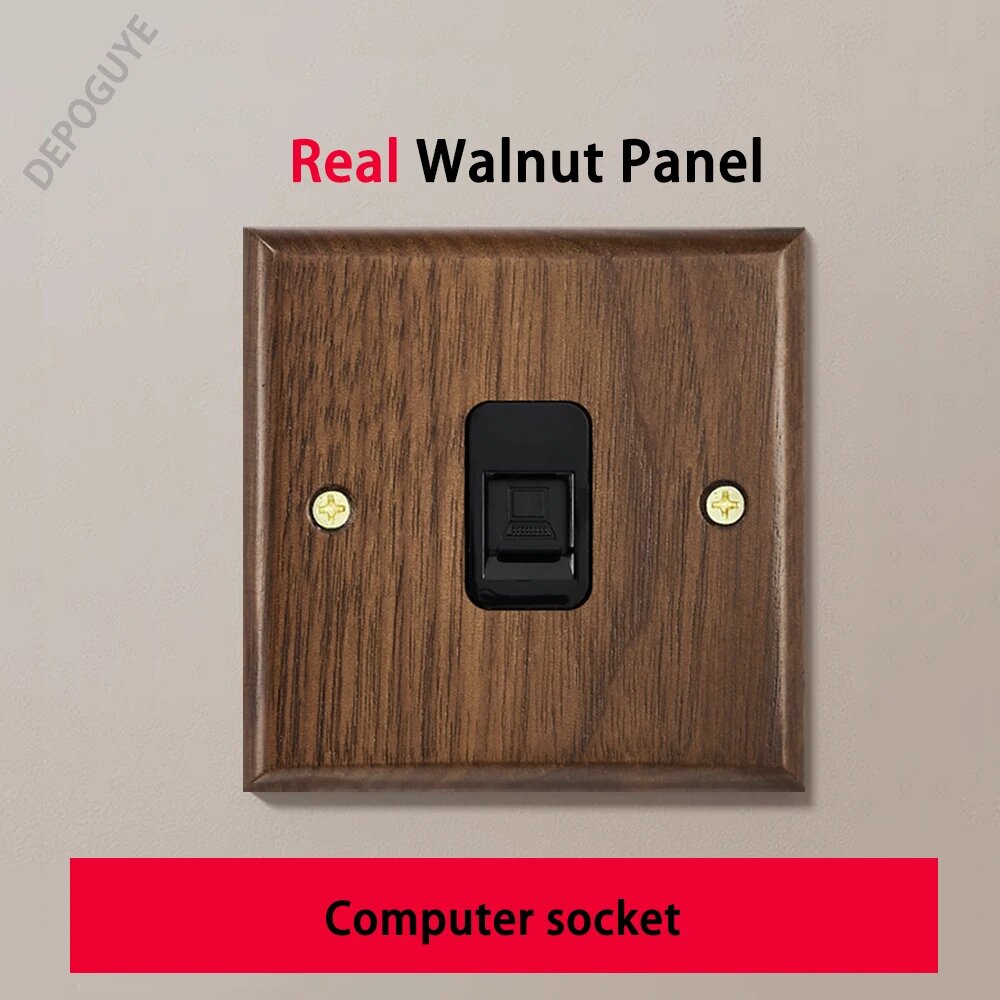 Декоративная панель для розетки Computer socket, дерево орех