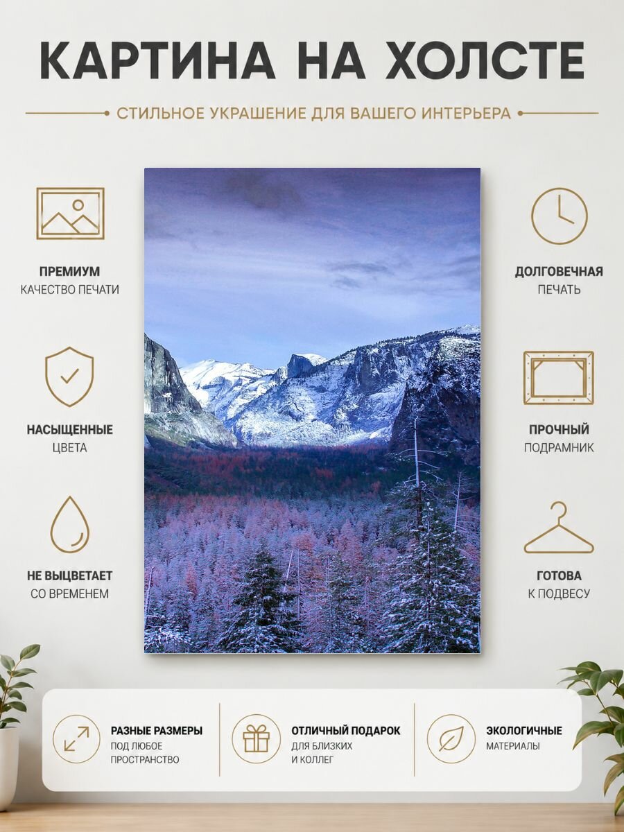 Картина на холсте Горы и деревья 20x30 см